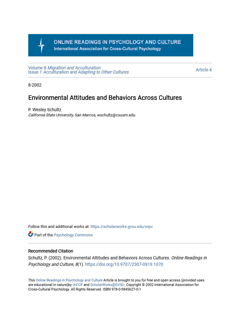 Environmental Attitudes Across Cultures | PDF | Attitude (Psychology ...