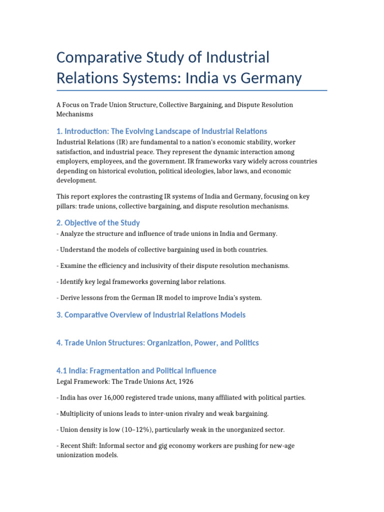 Full India Vs Germany IR Report | PDF | Collective Bargaining | Trade Union