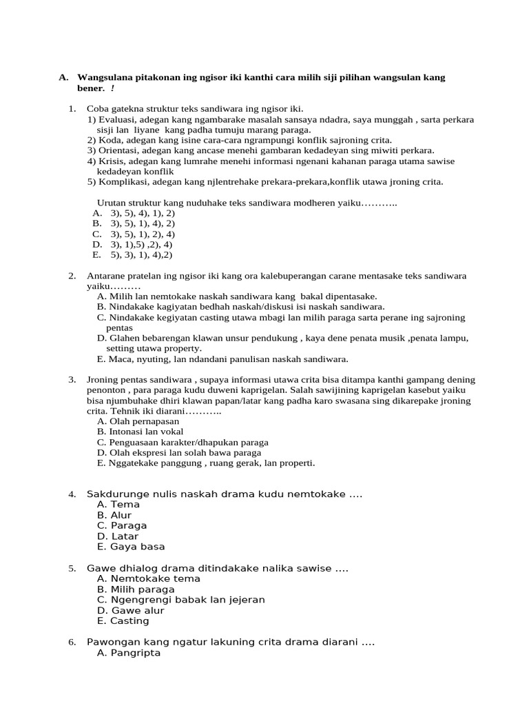 SOAL PSAJ BASA JAWA 24-25 TNP Kop | PDF