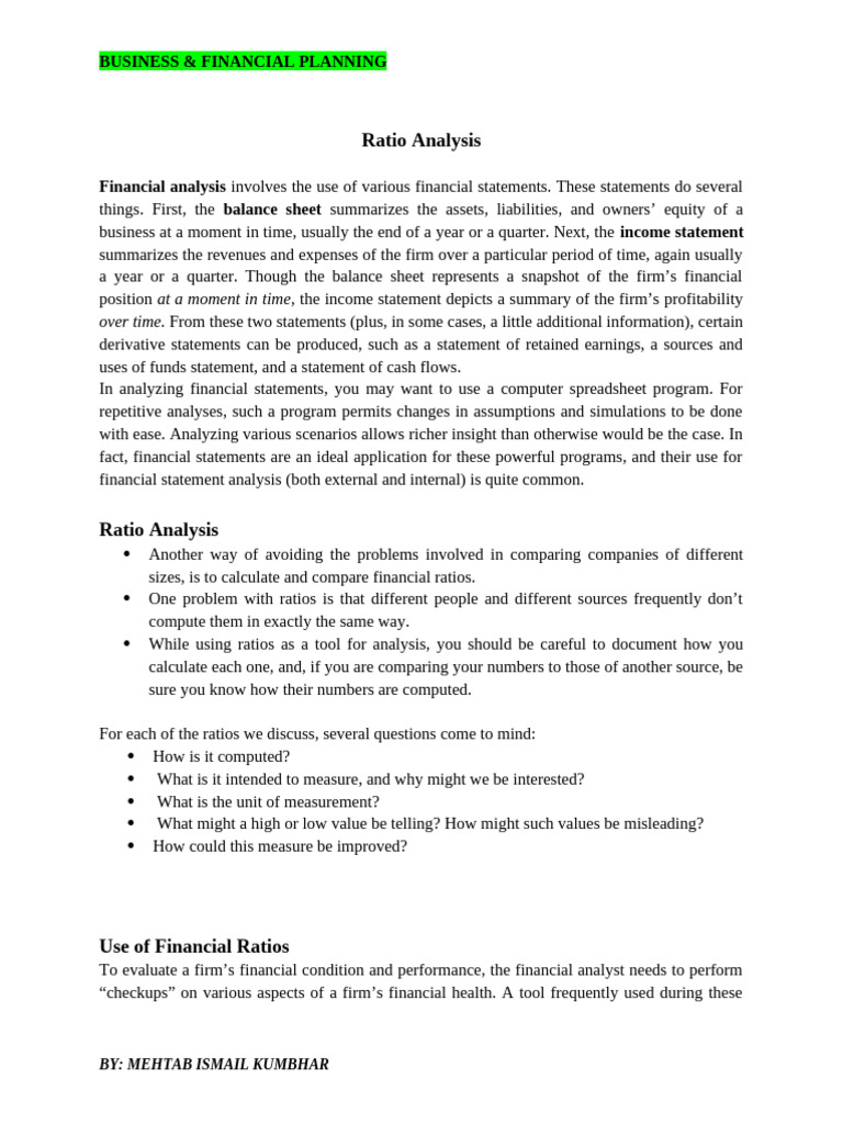 Chapter tHREE RATIO ANALYSIS | PDF | Equity (Finance) | Financial Ratio