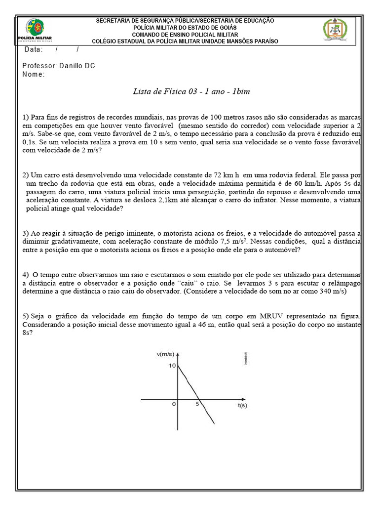 Lista03 1bim 2025 1ano | PDF