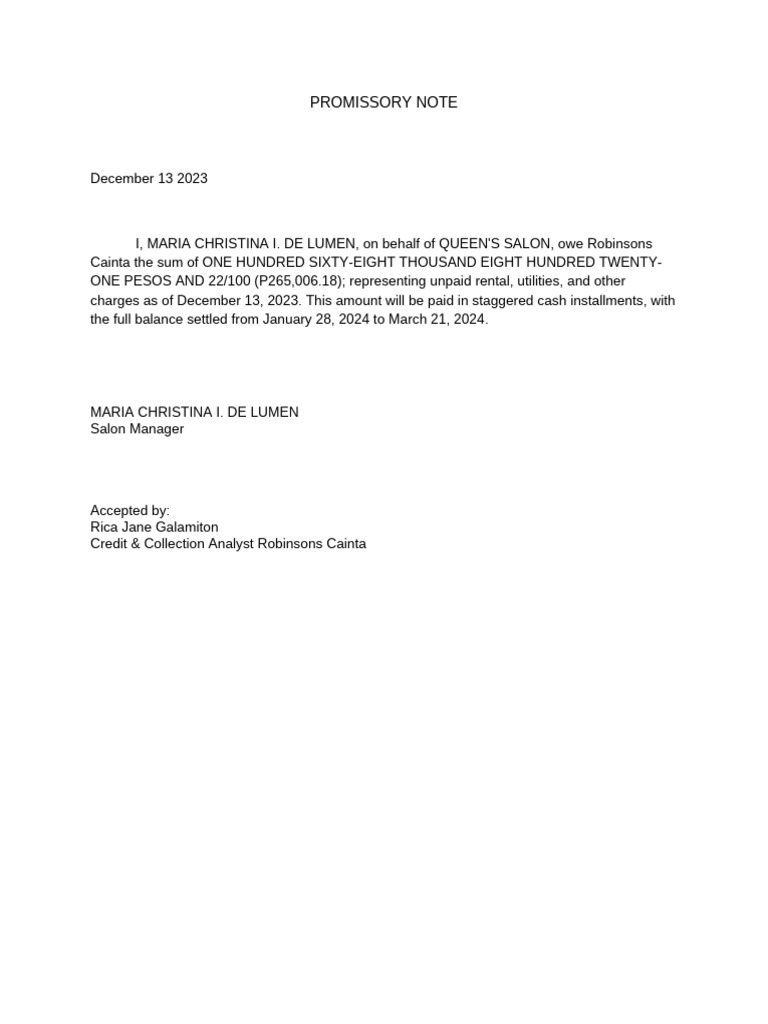 Promissory Note | PDF | International Finance | Money