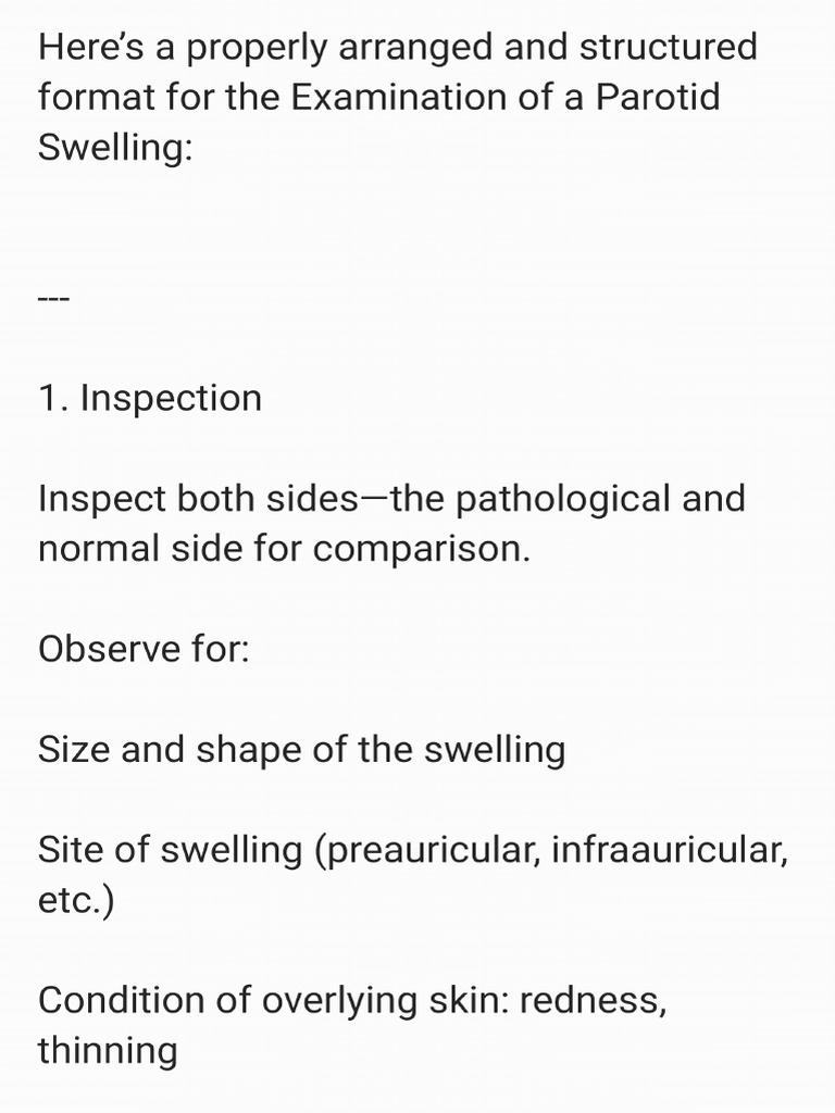 Parotid Swelling Examination 250415 225146 | PDF