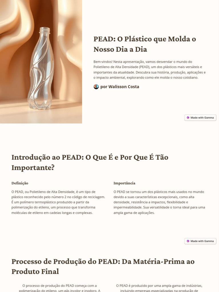 PEAD O Plastico Que Molda o Nosso Dia A Dia | PDF | Polietileno ...