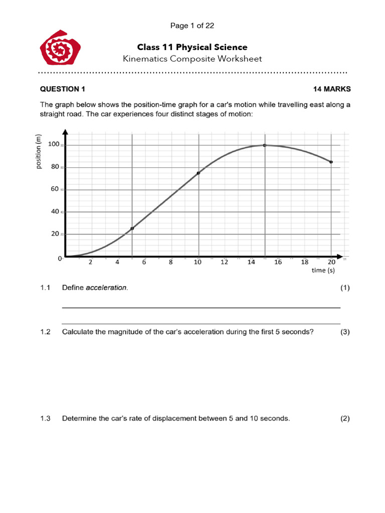 Class 11 and 12 Kinematics Motion Skeleton Notes | PDF