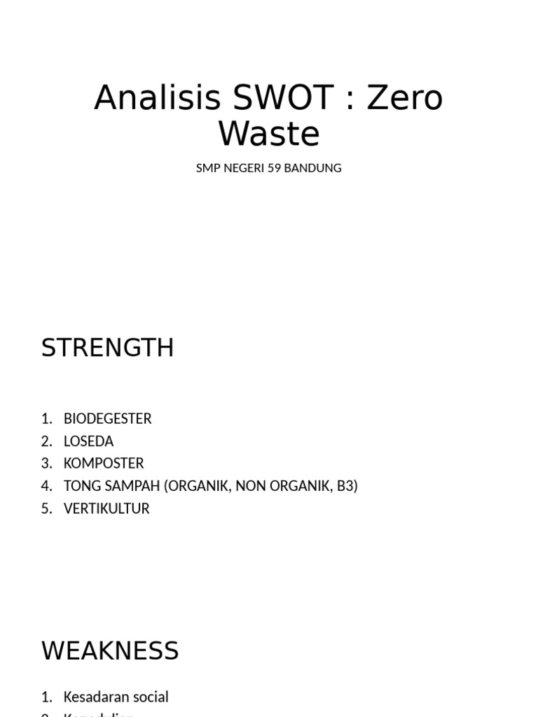 Analisis SWOT Zero Waste SMPN 59 Bandung | PDF