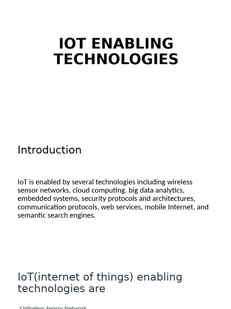 Iot Enabling Technologies | PDF | Wireless Sensor Network | Internet Of ...