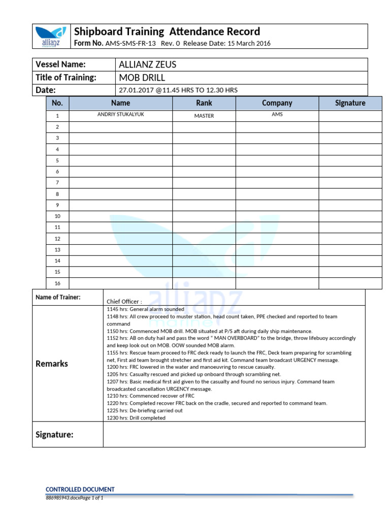Ams-Sms-Fr-13 Mob Drill 16.05.2025 | PDF