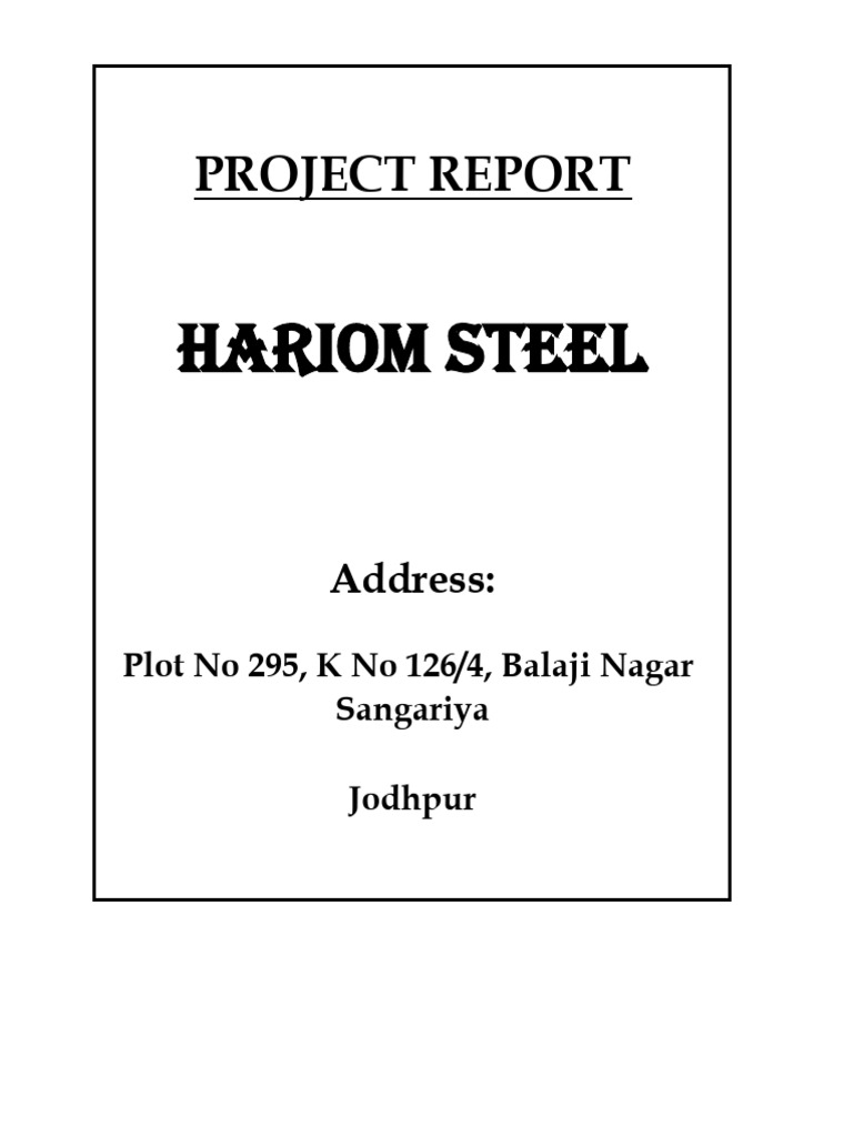 Project Report - Hariom Steel - Lower Sales | PDF | Expense | Balance Sheet