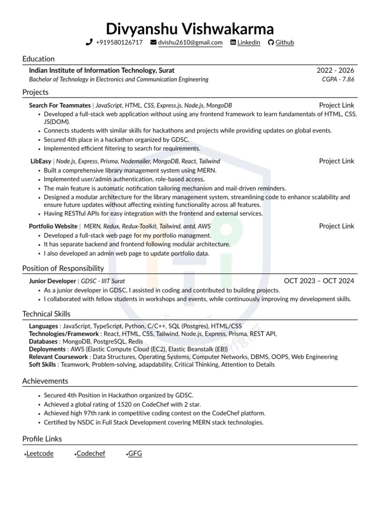 Divyanshu Vishwakarma IIITSurat | PDF | Postgre Sql | Databases