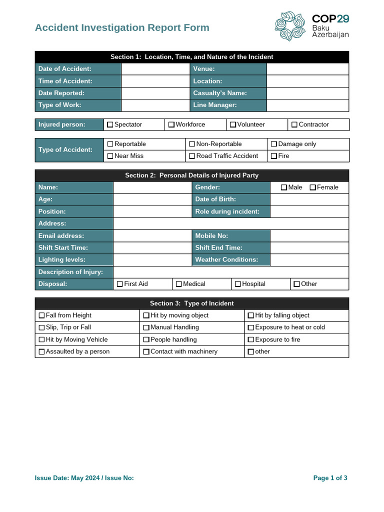 Incident Investigation Report Form | PDF | Safety