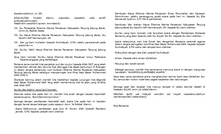 Susunan Acara DWP rabu | PDF