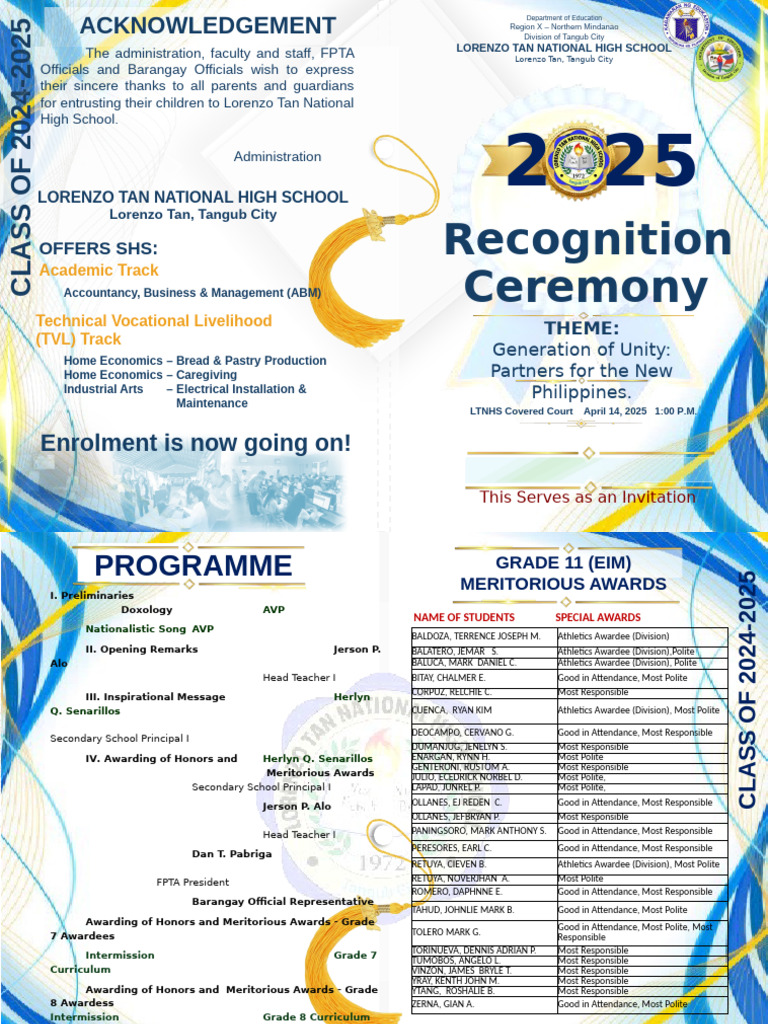 LTNHS Class of 2024-2025 Awards Ceremony | PDF