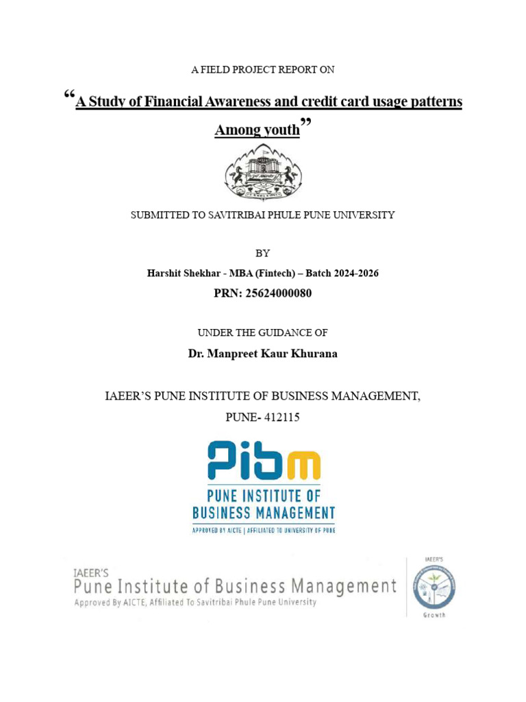 A Study Financial Awareness and Credit Card Usage Patterns Among Youth ...