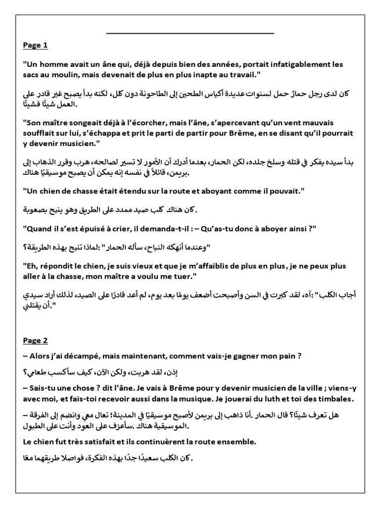 Histoir (Les Musiciens de La Ville de Breme) | PDF