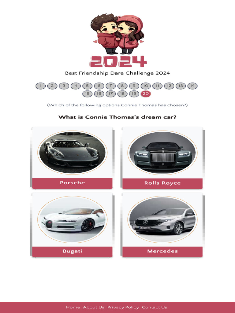 Connie Thomas - Friendship Dare Quiz 2024 | PDF