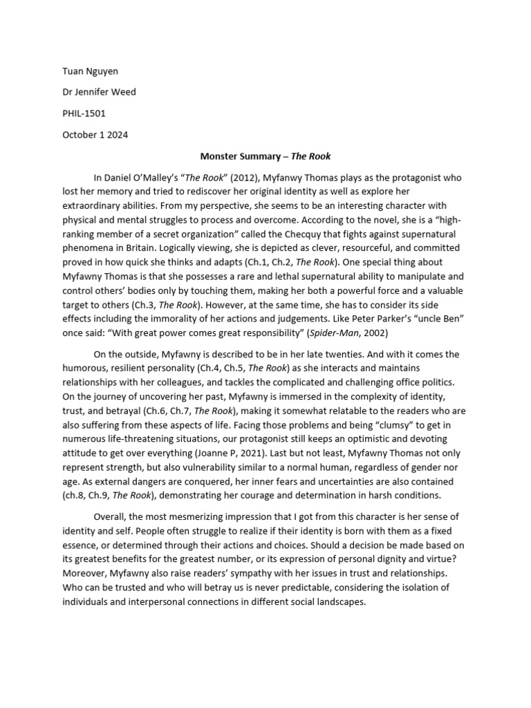 Monster Summary - The Rook | PDF | Psychology | Social Psychology