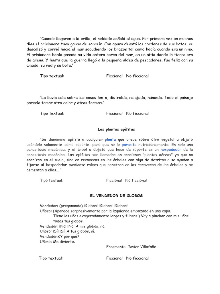 Tipos Textuales - La Narración. Ejercitación - 25 | PDF | Narración | Morfología Vegetal