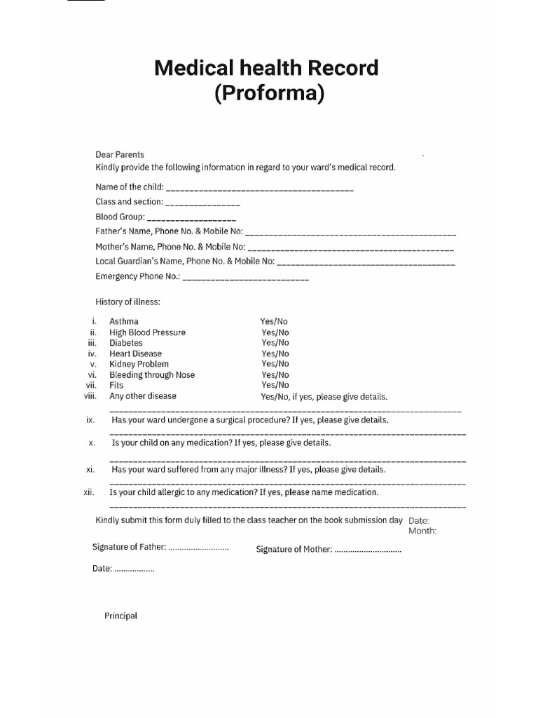 School health record ( proforma) | PDF