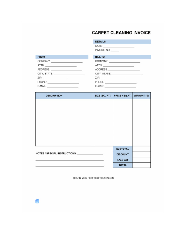 Carpet Cleaning Invoice | PDF