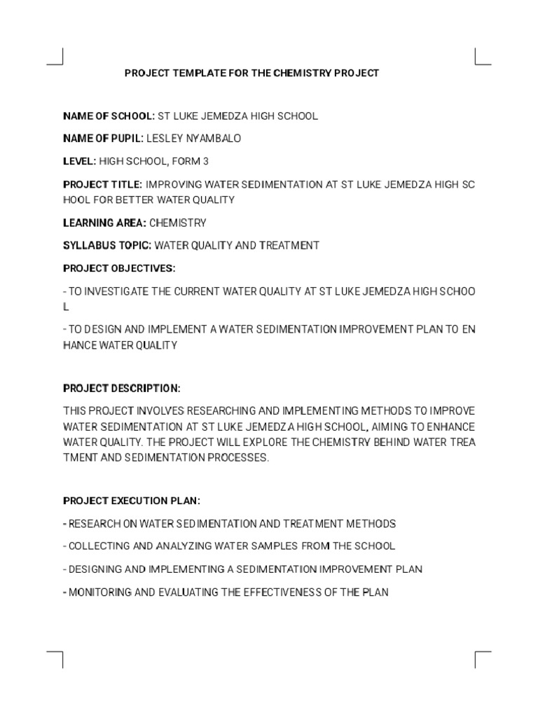 Project Template For The Chemistry Project - Phoenix | PDF