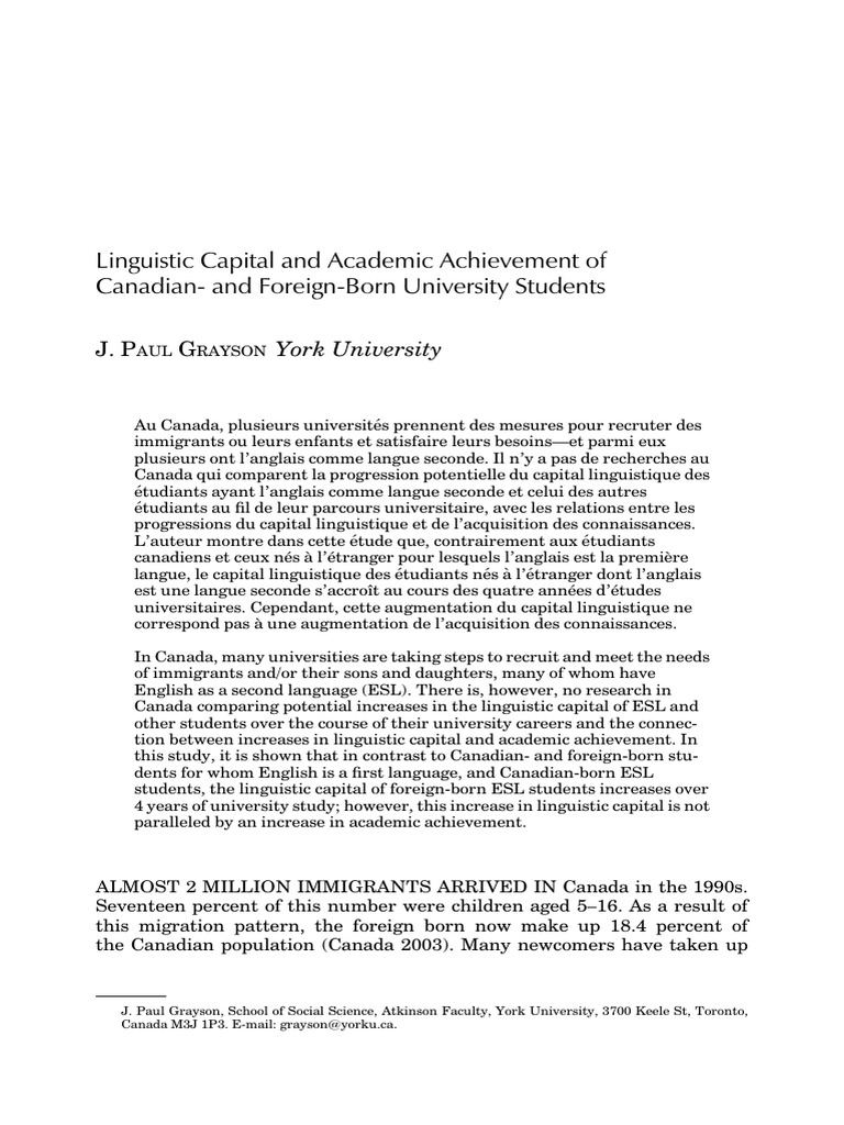 Canadian Review of Sociology - 2008 - GRAYSON - Linguistic Capital and ...