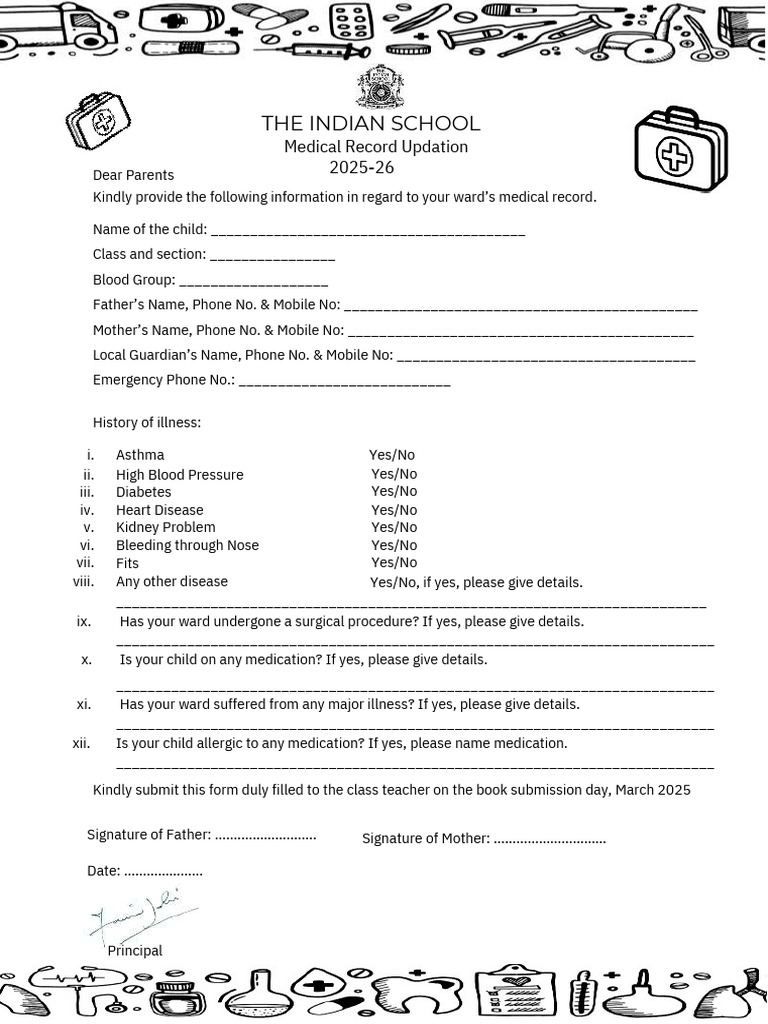 Tis Medical Form 2025 26 | PDF | Immunology | Health Sciences