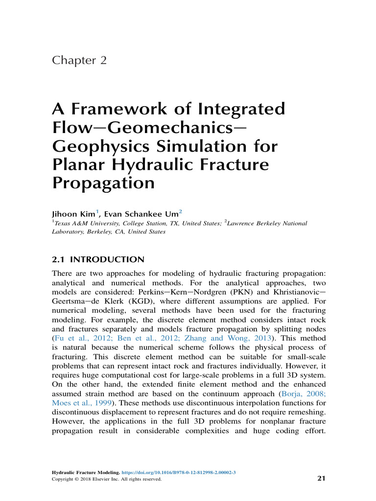 Chapter 2 - A Framework of Integrated Flow-Geomechanics-Geophysics Simulation For Planar ...
