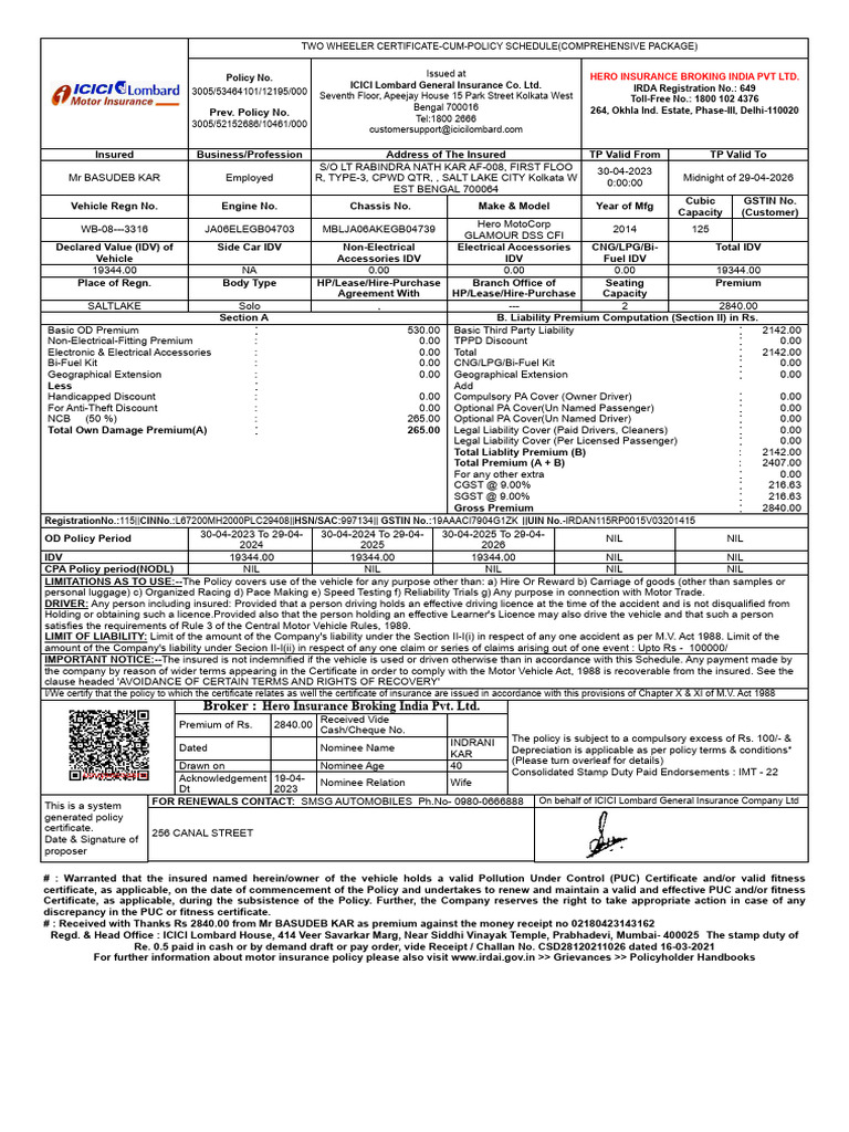 Bike insurance Apr 26 (1) | PDF | Insurance | Depreciation