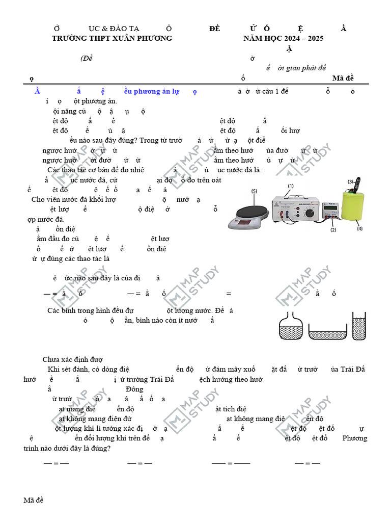 66. Ä á» Thi thá»­ TNTHPT Láº§n 1 - TrÆ°á» ng THPT XuÃ¢n PhÆ°Æ¡ng - MÃ£ Ä á» 108 | PDF