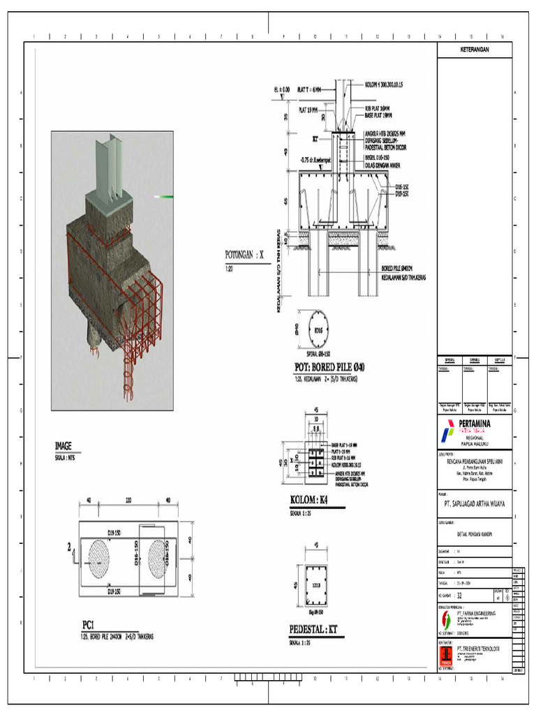 Detail Pondasi Kanopi spbu | PDF