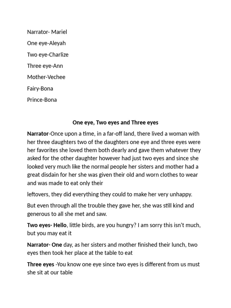 One eye, two eye, and three eye(English version) | PDF | Folklore ...
