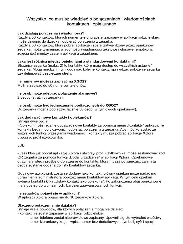 FAQ Xplora XGO2 | PDF