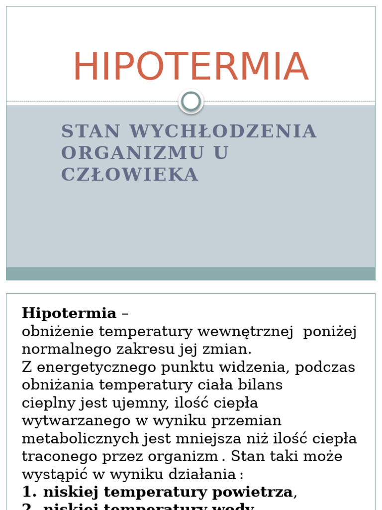 HIPOTERMIA Prezentacja | PDF