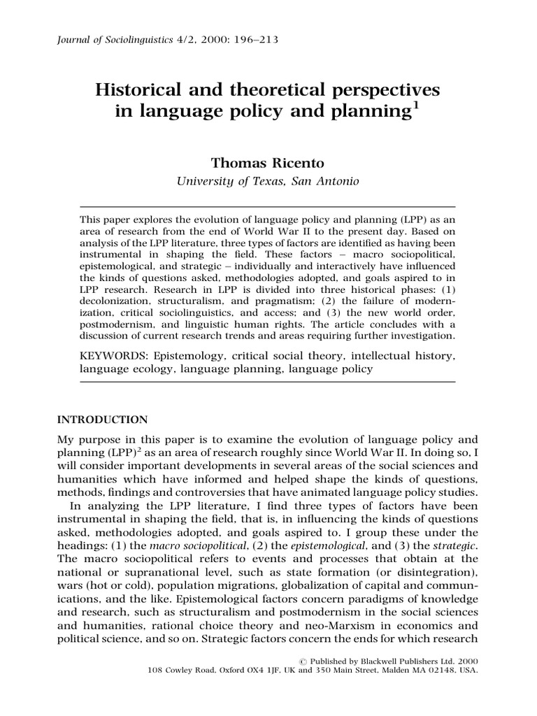 Evolution of Language Policy Research | PDF | Linguistics ...