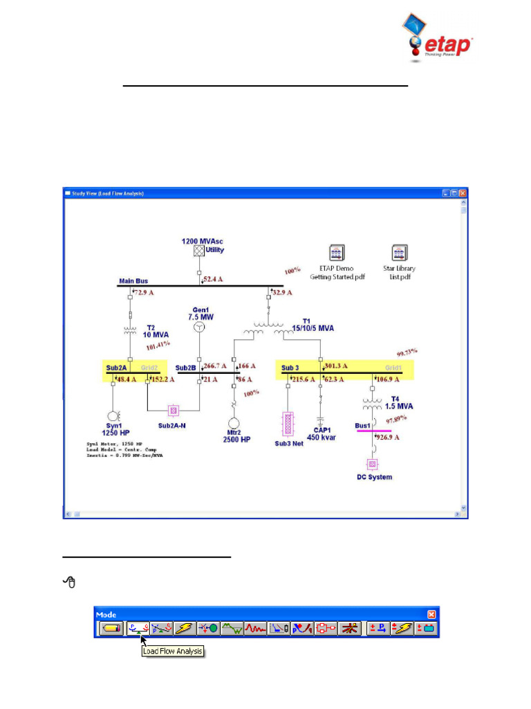 Getting Started ETAP Load Flow Analysis | PDF | Transformer | Computing
