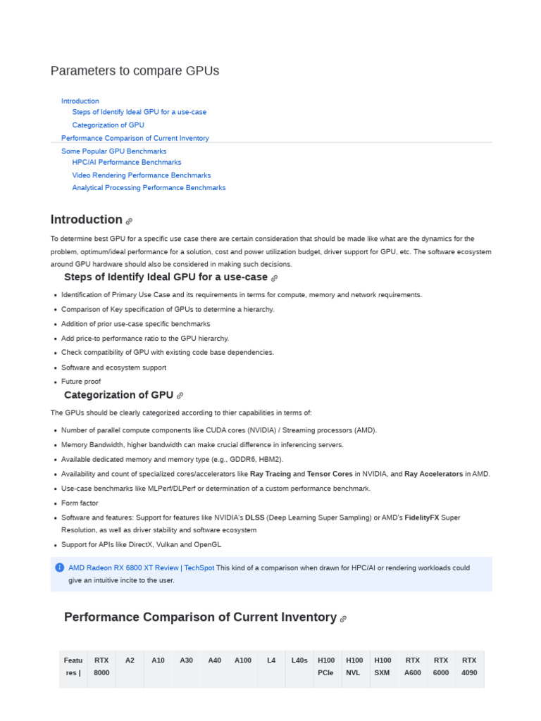 Parameters To Compare GPUs | PDF | Graphics Processing Unit | Supercomputer