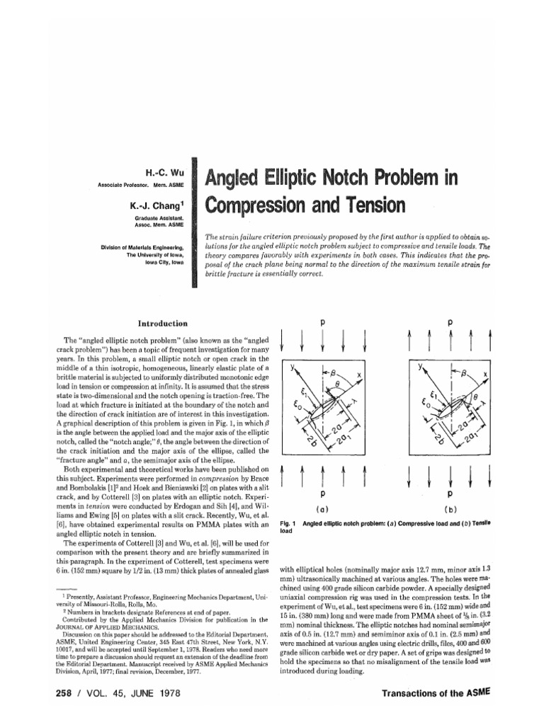 Angled Elliptic Notch Problem in Compression and Tension | PDF ...