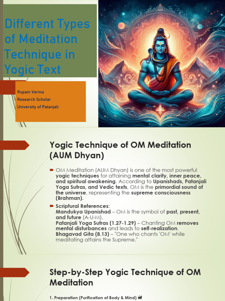 Different Types of Meditation Technique in Yogic Text | PDF ...