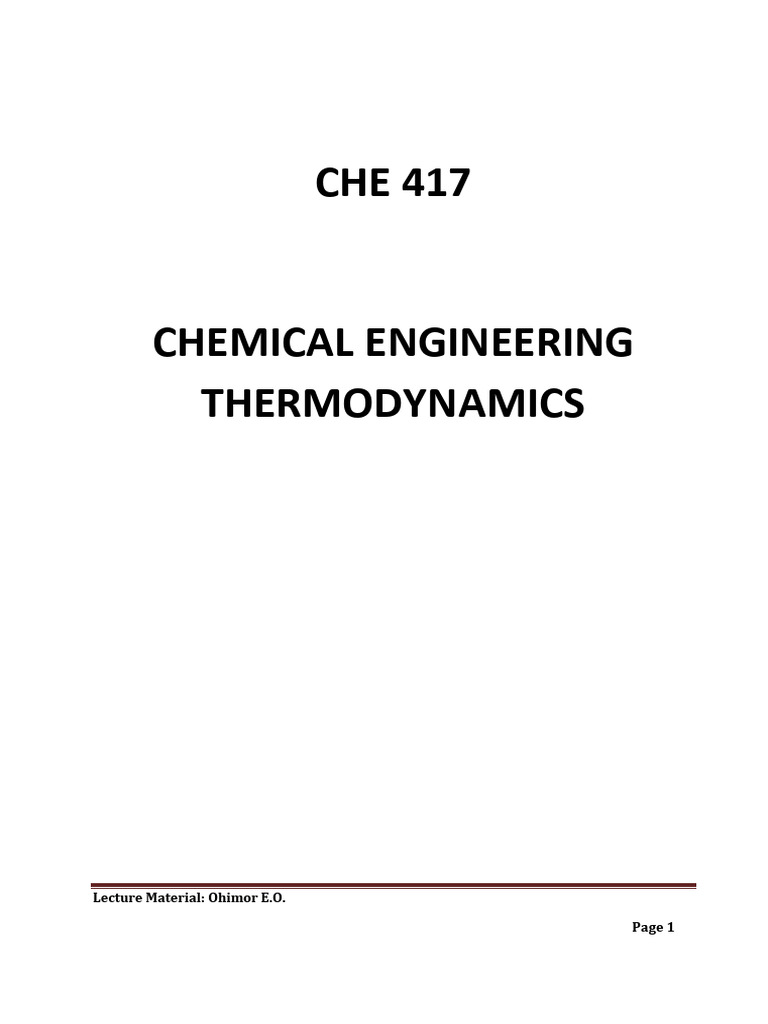 CHE 417 Chemical Engineering Thermodynamics | PDF | Phase Rule | Phase (Matter)