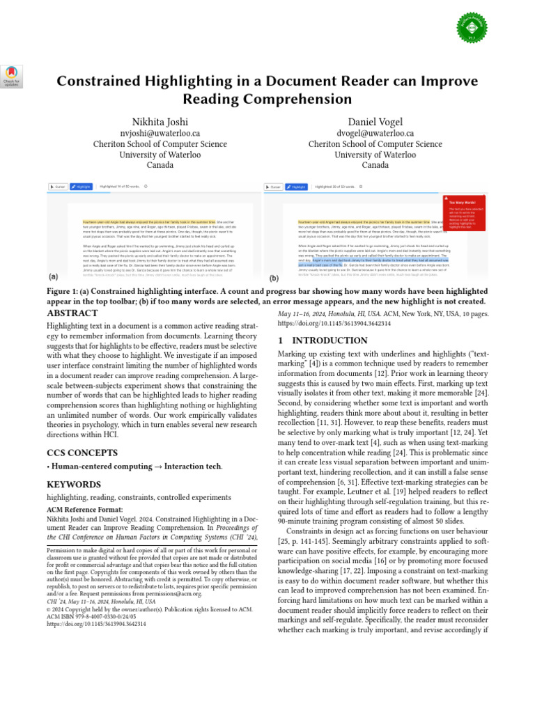 Constrained Highlighting in a Document Reader Can Improve Reading ...