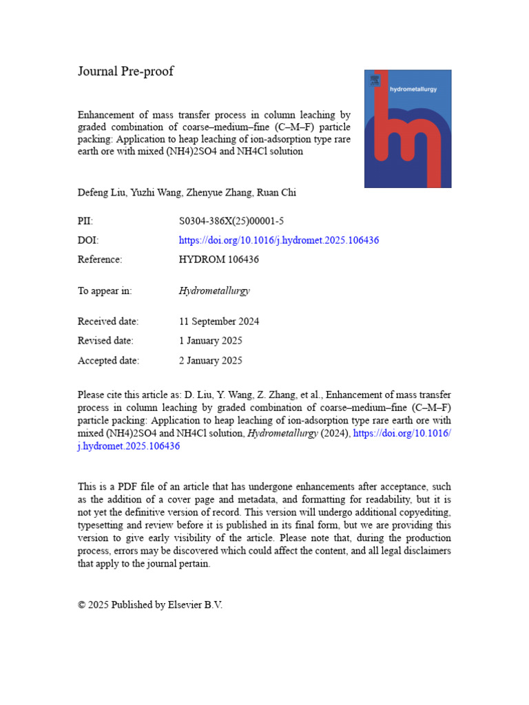 Column Leaching REE - 2025 | PDF | Porosity | Diffusion