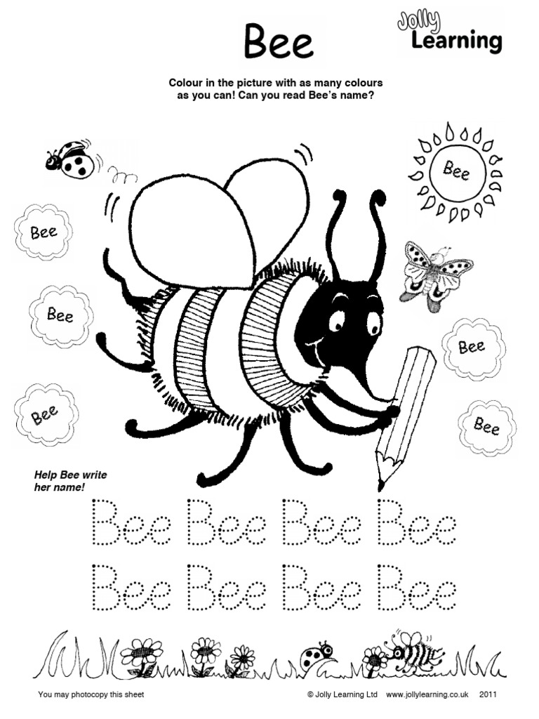 Jolly Phonics Bee Colouring Sheet | PDF