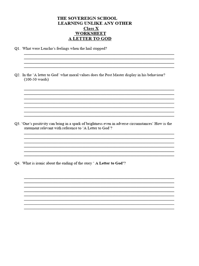 A Letter To God ASSIGNMENT | PDF