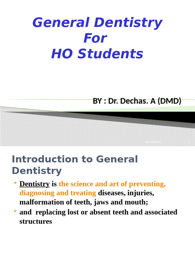 Introduction To General Dentistry | PDF | Human Tooth | Dental Anatomy