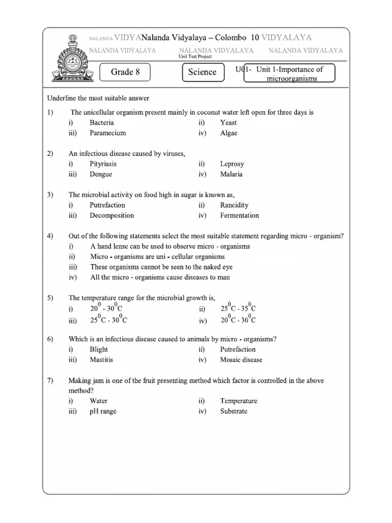 Science Lesson 01 Test | PDF