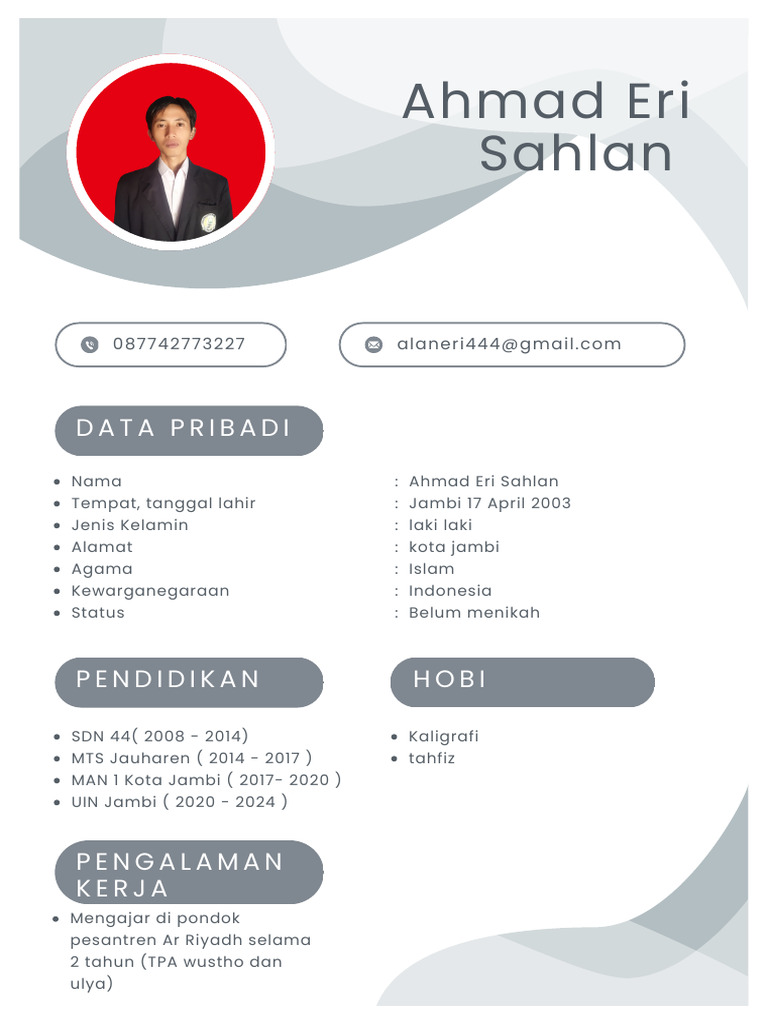 Putih Dan Abu-Abu Minimalis Modern CV Resume Riwayat Hidup | PDF
