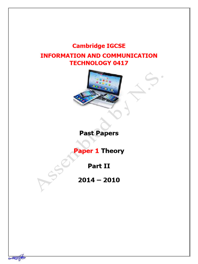 Ict Past Papers Paper1 Theory Partii 2014 To 2010 | PDF | Printer (Computing) | Input/Output