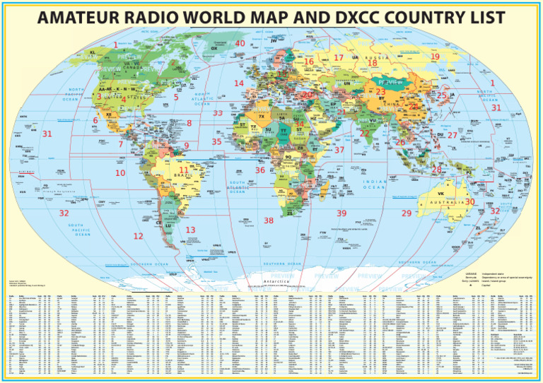 Amateur Radio World Map and DXCC List | PDF