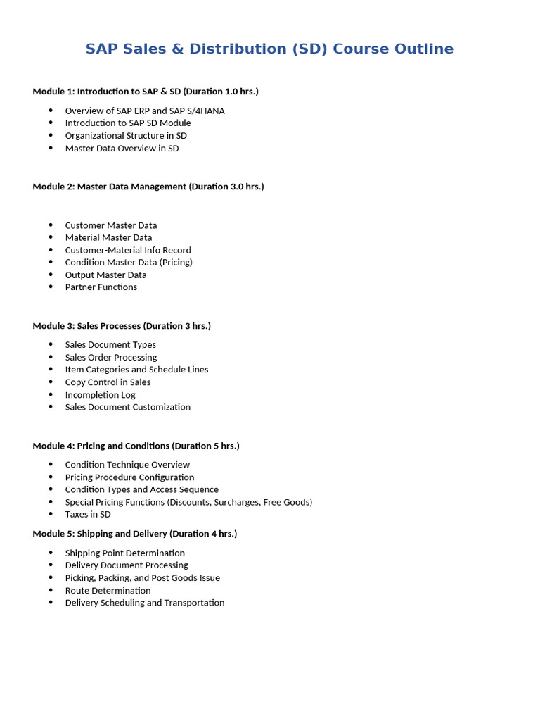 Sap SD Course | PDF